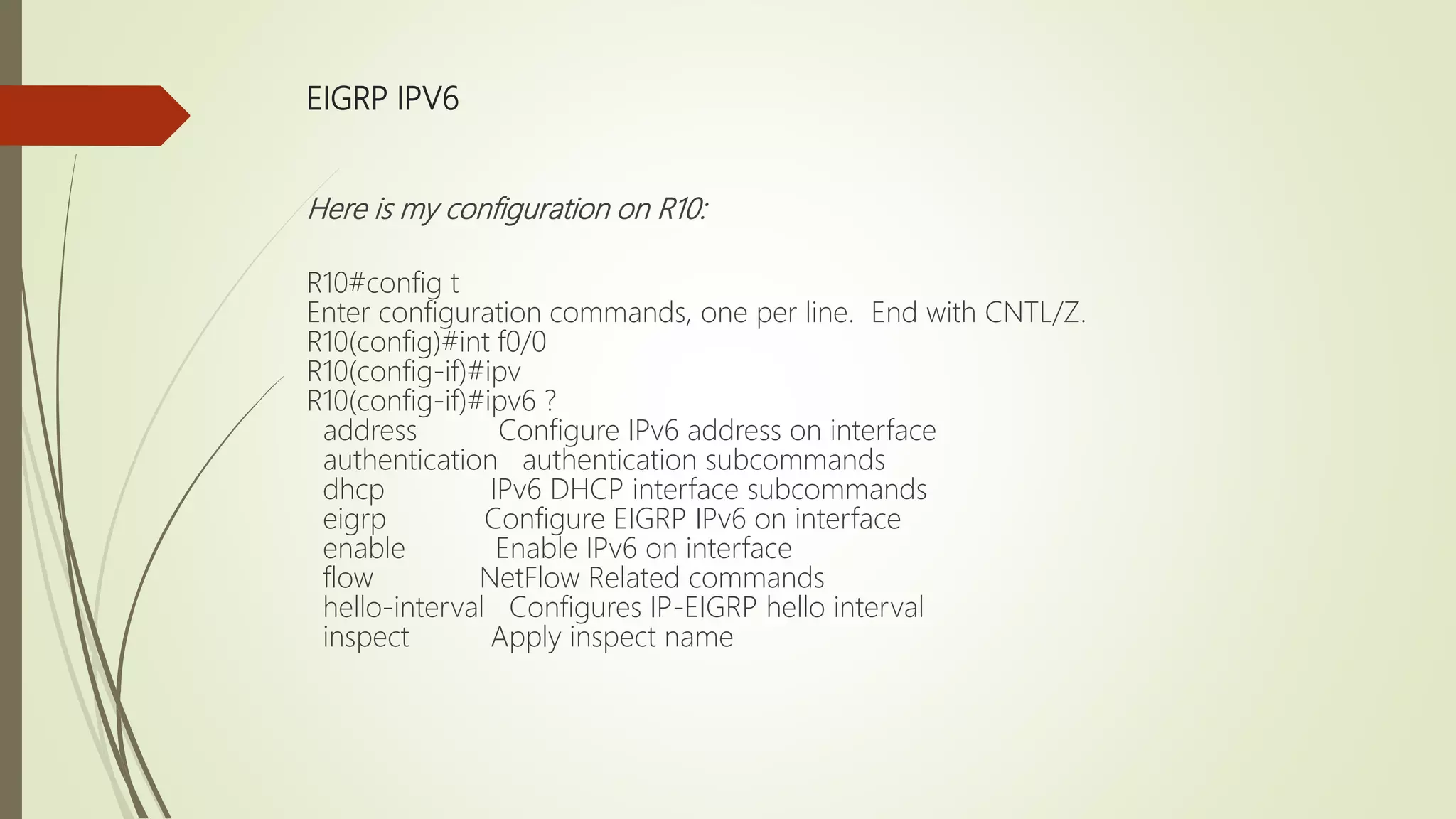 Cisco CCNA EIGRP IPV6 Configuration | PPT | Free Download