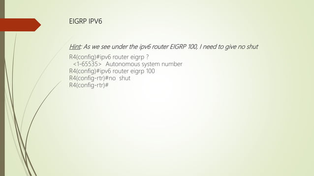 Cisco CCNA EIGRP IPV6 Configuration | PPTX
