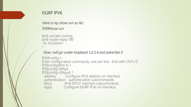 Cisco CCNA EIGRP IPV6 Configuration | PPT | Free Download