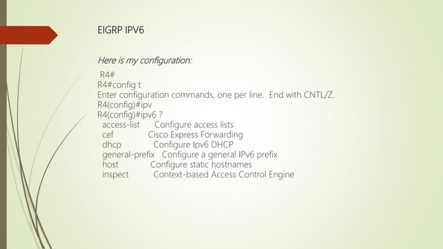 Cisco CCNA EIGRP IPV6 Configuration | PPT | Free Download