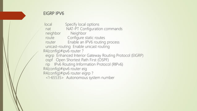 Cisco CCNA EIGRP IPV6 Configuration | PPT | Free Download