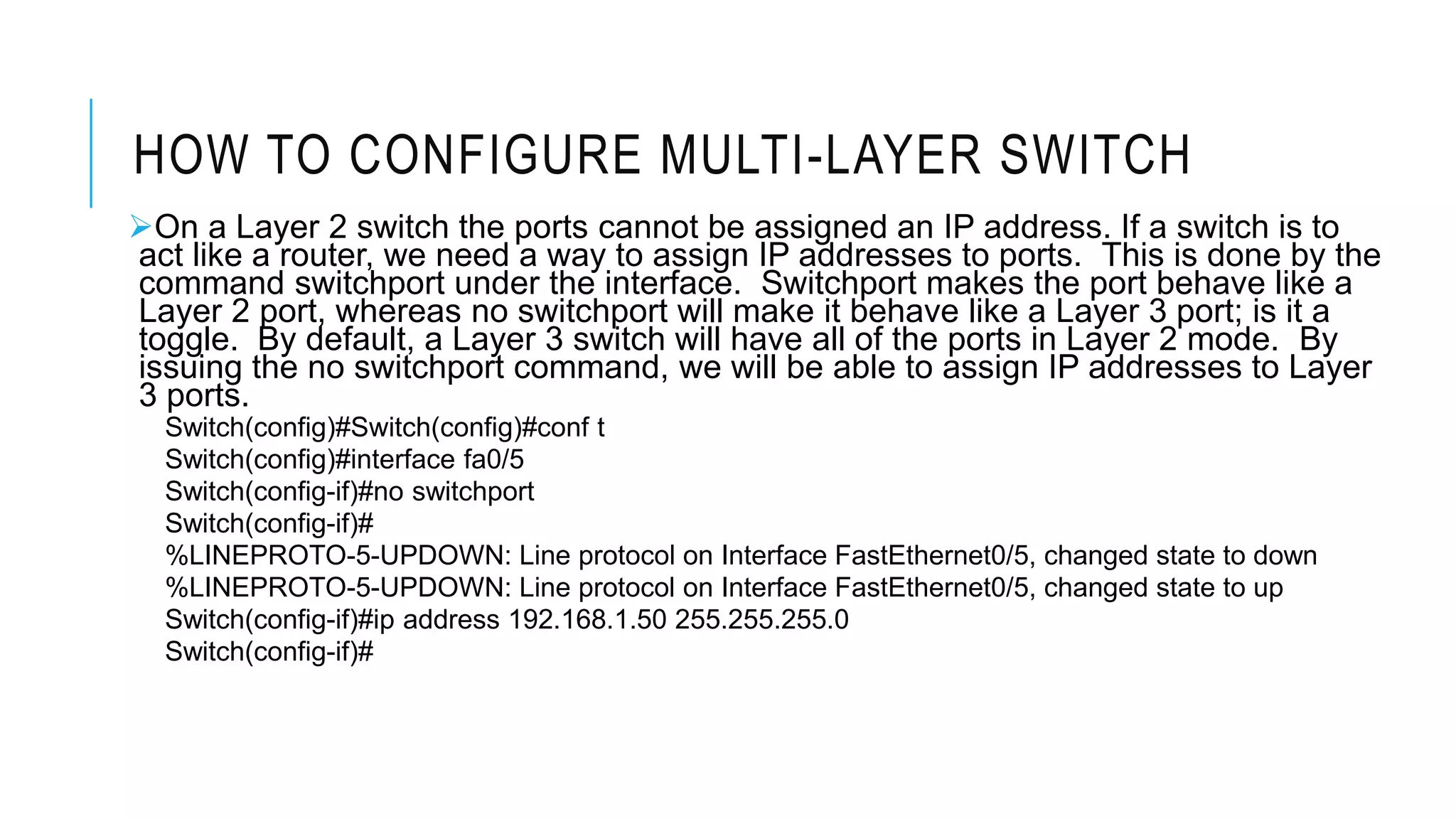 Cisco Ccna How To Configure Multi Layer Switch Pptx Computer