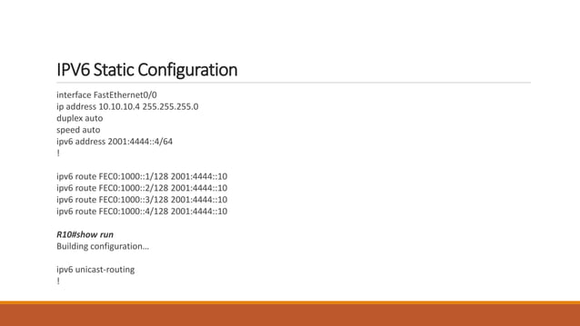Cisco Ccna Ipv6 Static Configuration Pptx Computer Networking Computing