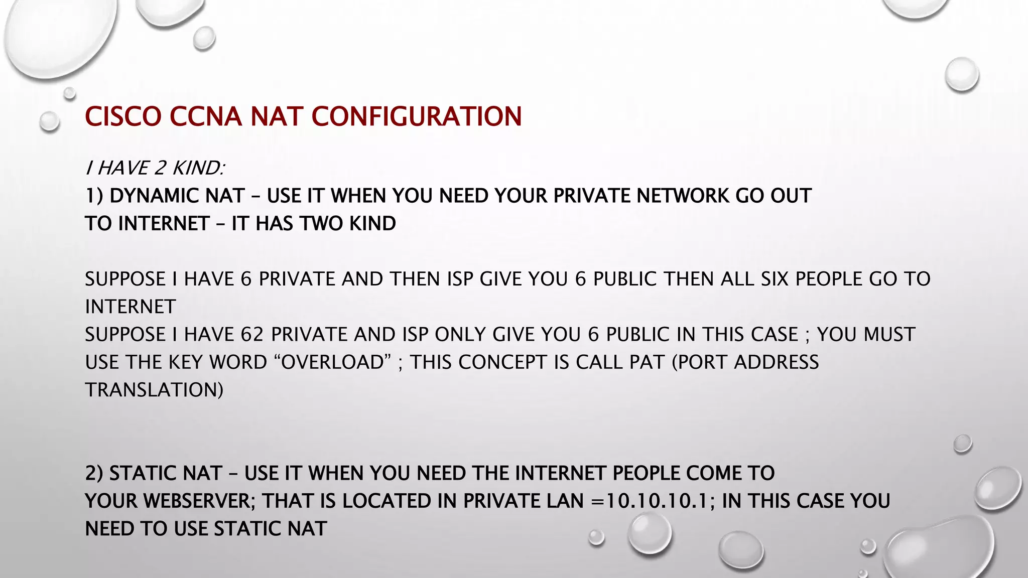 Cisco CCNA- NAT Configuration | PPTX