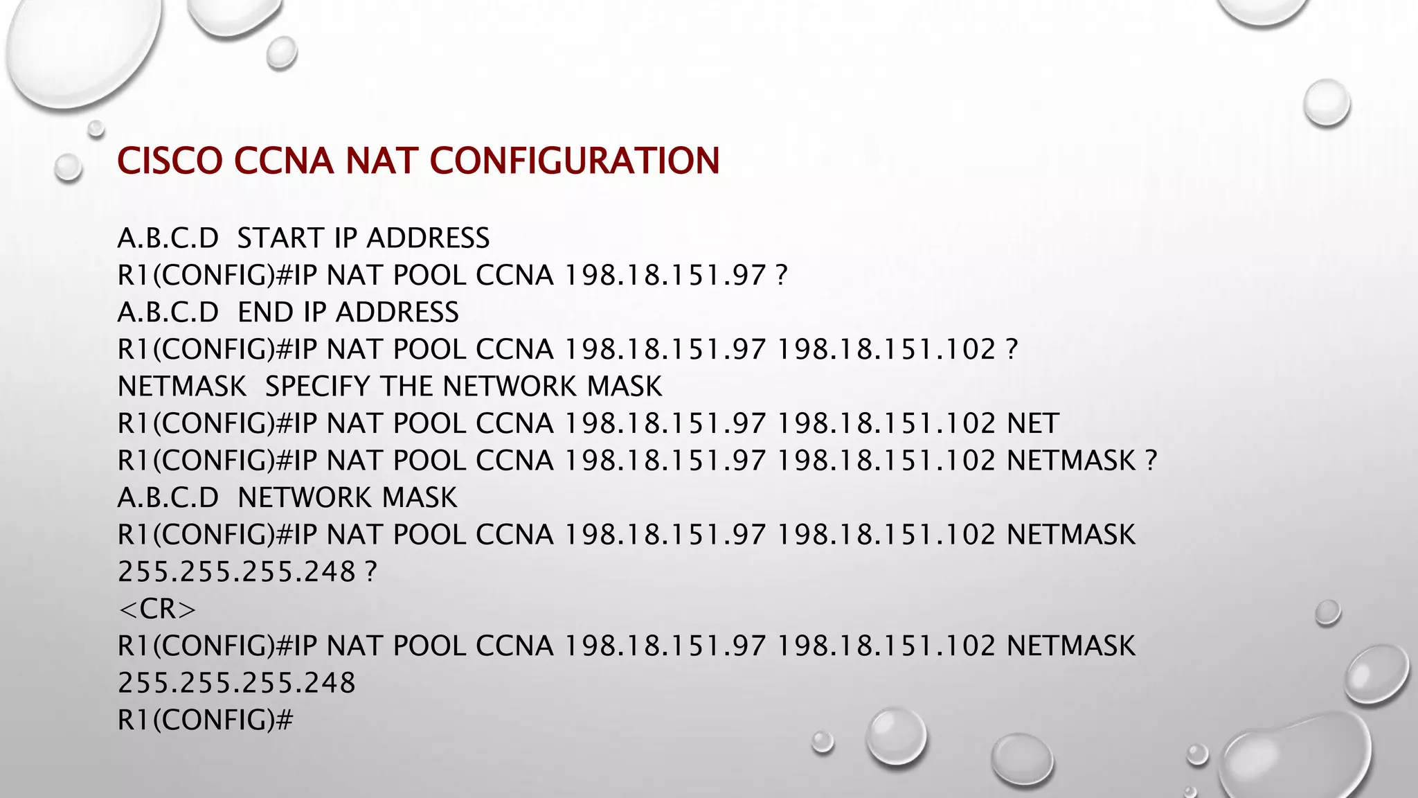Cisco CCNA- NAT Configuration | PPTX
