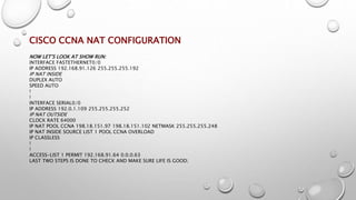 Cisco CCNA- NAT Configuration | PPTX