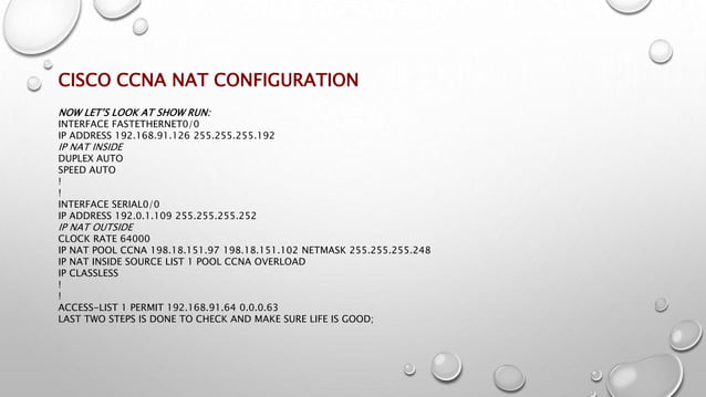 Cisco CCNA- NAT Configuration | PPTX