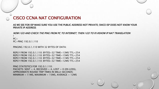 Cisco CCNA- NAT Configuration | PPTX