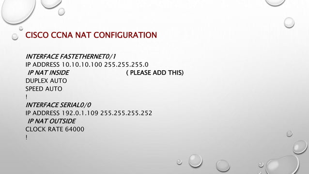 Cisco CCNA- NAT Configuration | PPTX