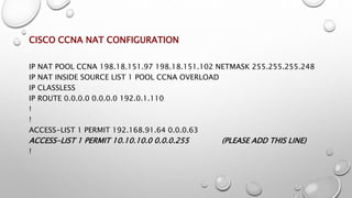 Cisco CCNA- NAT Configuration | PPTX