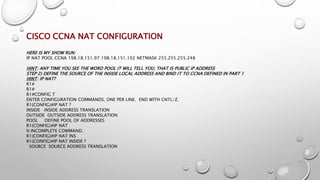 Cisco CCNA- NAT Configuration | PPTX