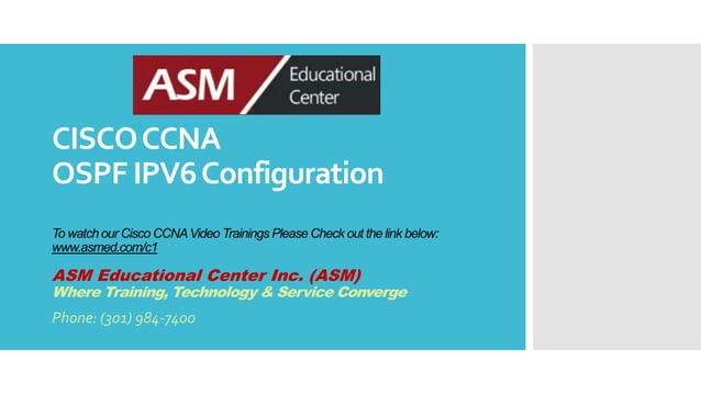 Cisco CCNA OSPF IPV6 Configuration | PPTX