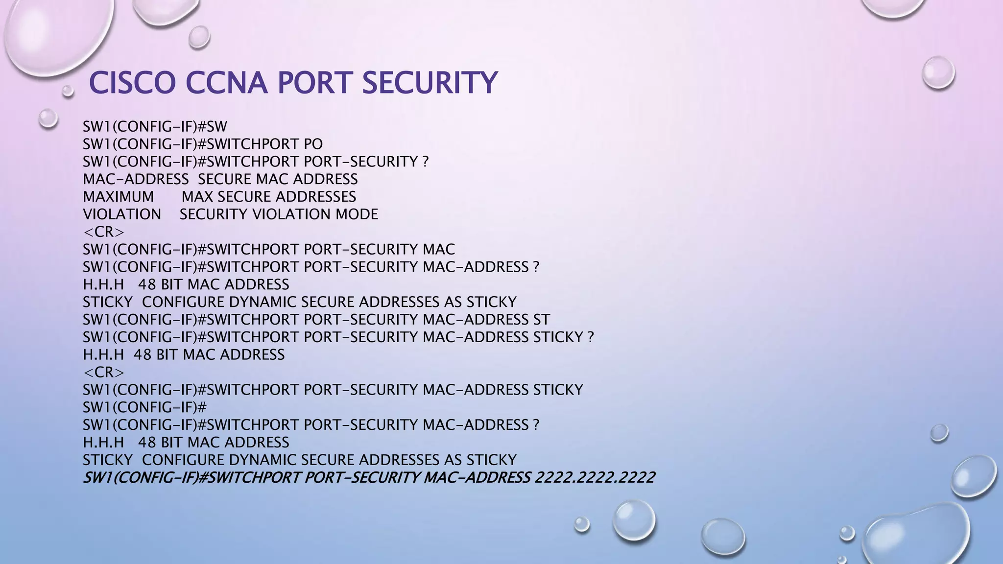 Cisco Ccna Port Security Pptx Information And Network Security Computing