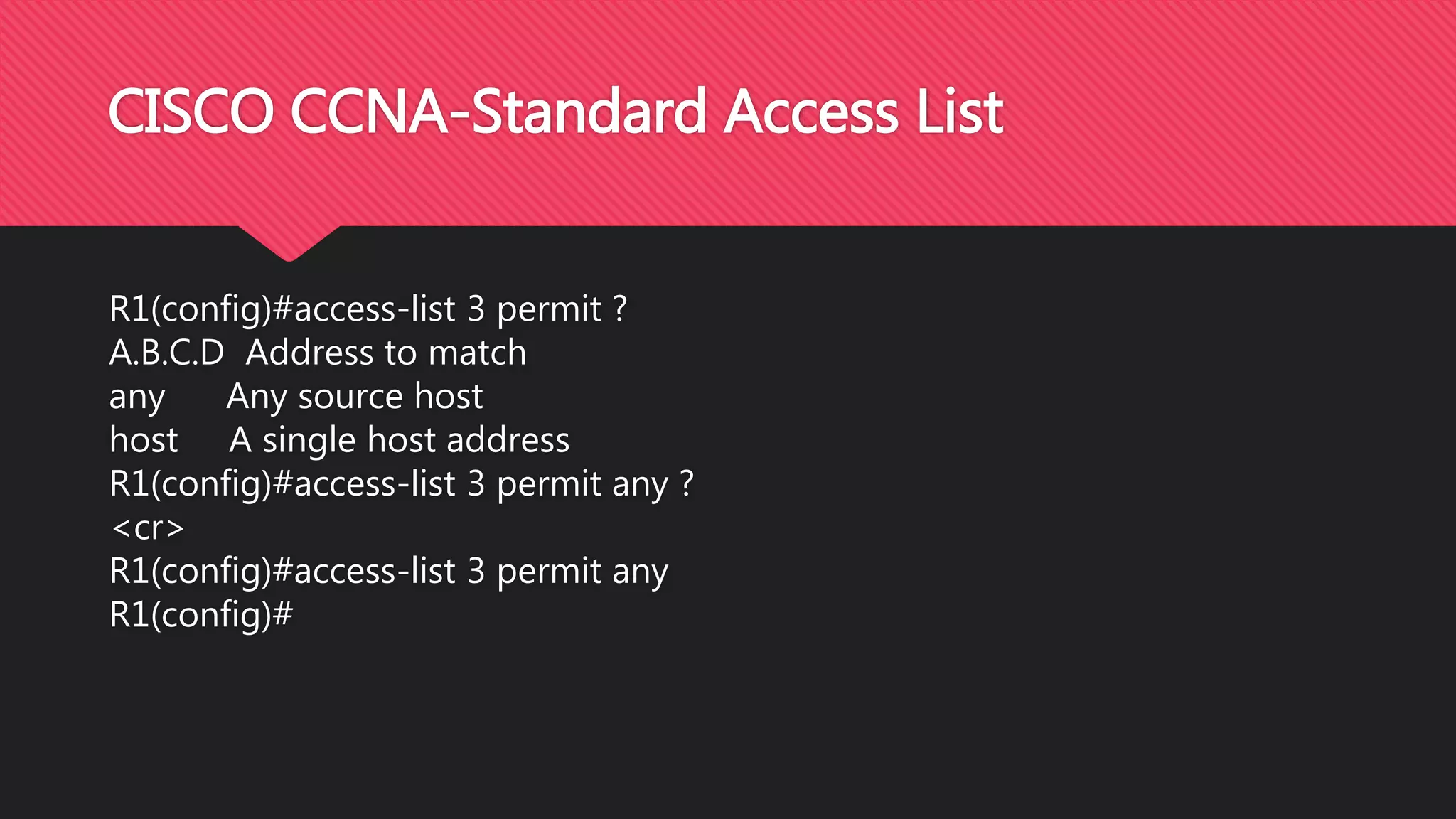 Cisco CCNA-Standard Access List | PPTX | Computer Networking | Computing