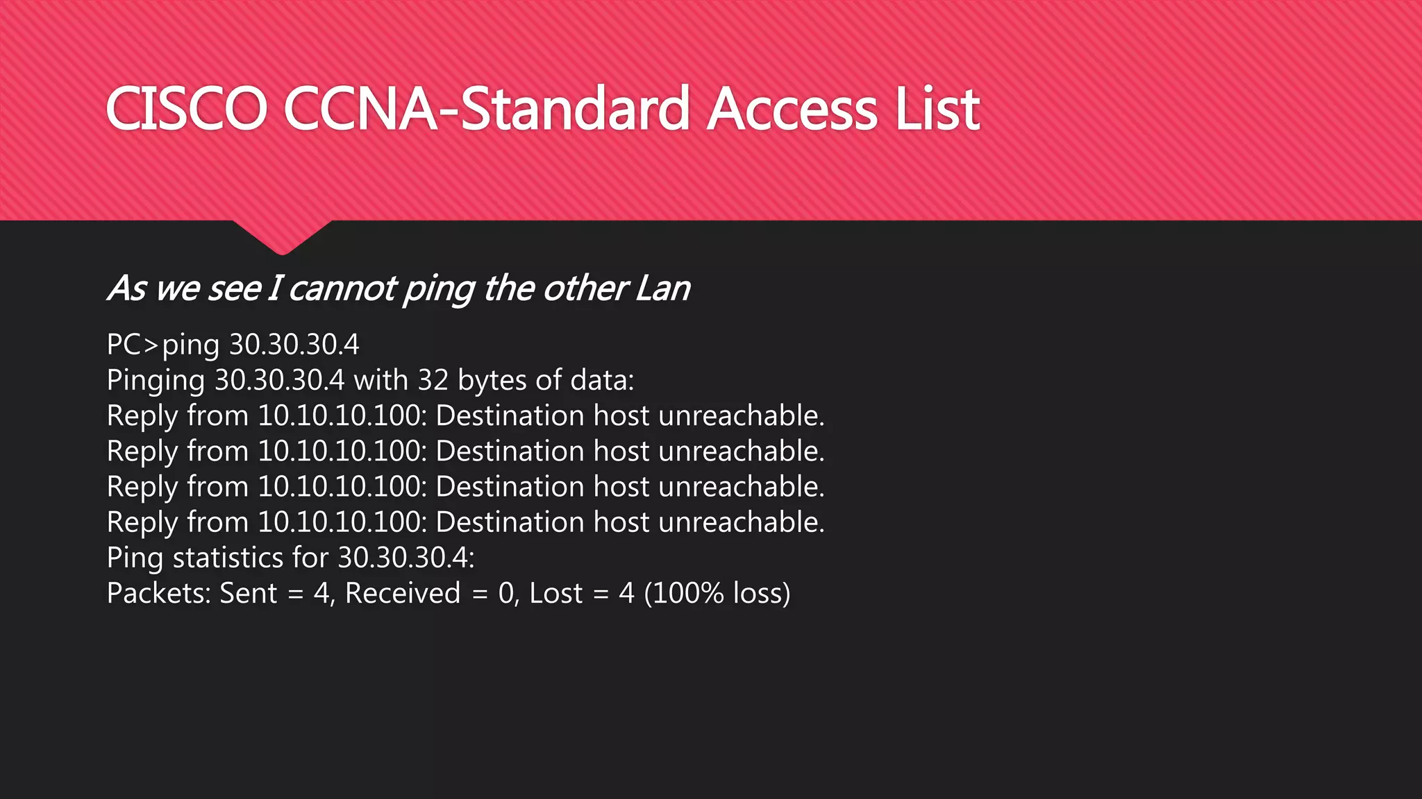 Cisco CCNA-Standard Access List | PPTX | Computer Networking | Computing
