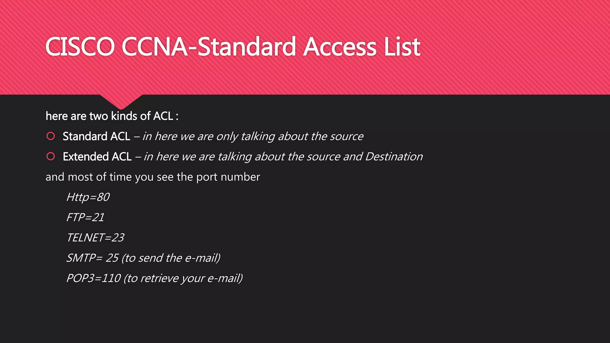 Cisco Ccna Standard Access List Pptx Computer Networking Computing