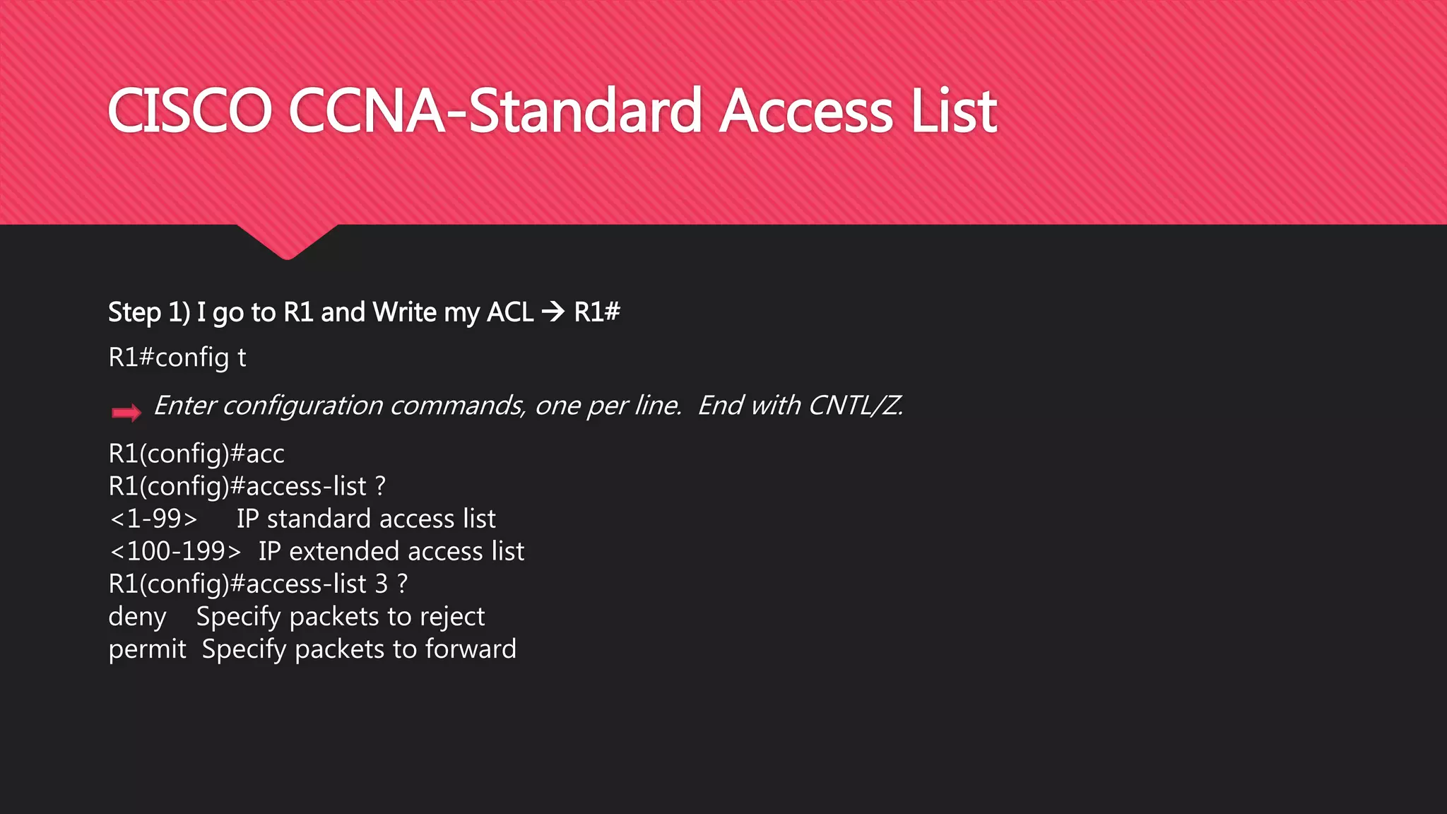 Cisco CCNA-Standard Access List | PPTX | Computer Networking | Computing