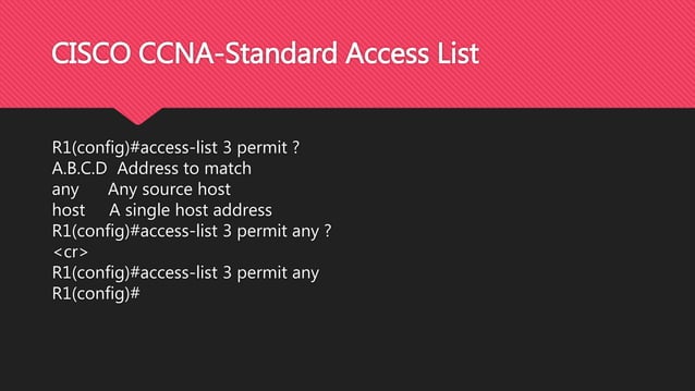 Cisco CCNA-Standard Access List | PPTX | Computer Networking | Computing
