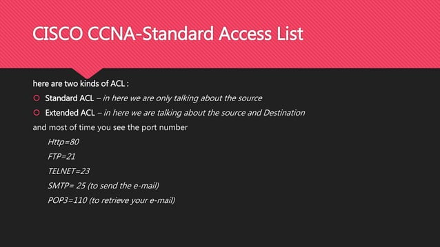 Cisco Ccna Standard Access List Pptx Computer Networking Computing