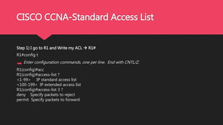 Cisco CCNA-Standard Access List | PPTX | Computer Networking | Computing