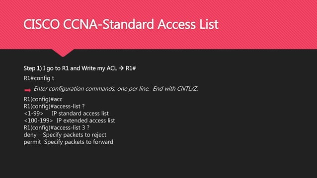 Cisco CCNA-Standard Access List | PPTX | Computer Networking | Computing