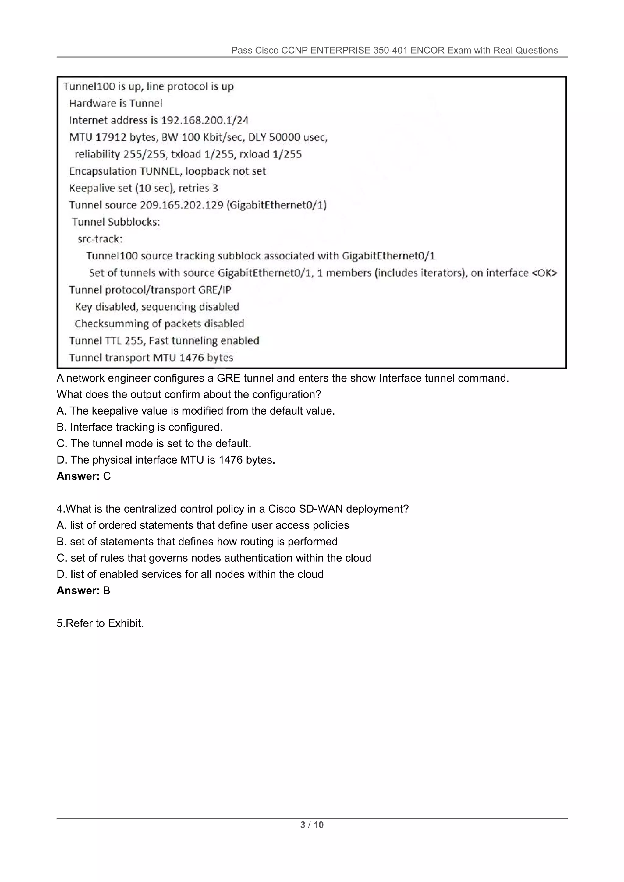 Cisco CCNP Enterprise ENCOR 350-401 Real Questions | PDF