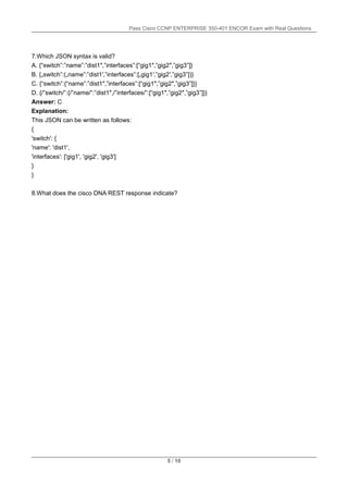 Cisco CCNP Enterprise ENCOR 350-401 Real Questions | PDF