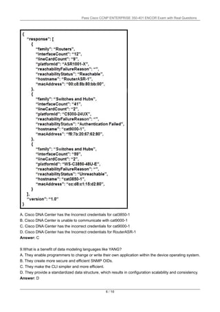Cisco CCNP Enterprise ENCOR 350-401 Real Questions | PDF