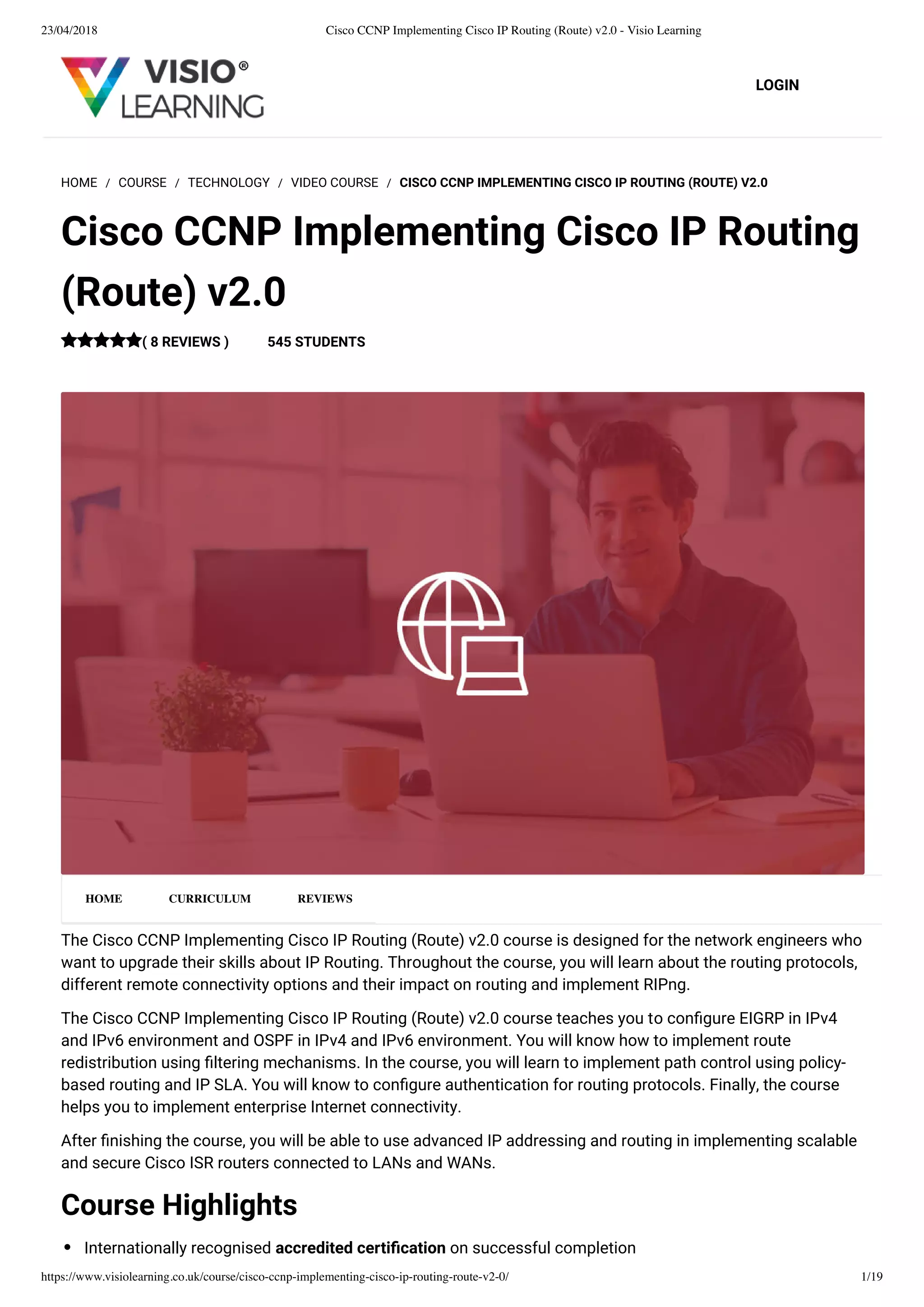 Cisco ccnp implementing cisco ip routing (route) v2.0 - Visio Learning ...