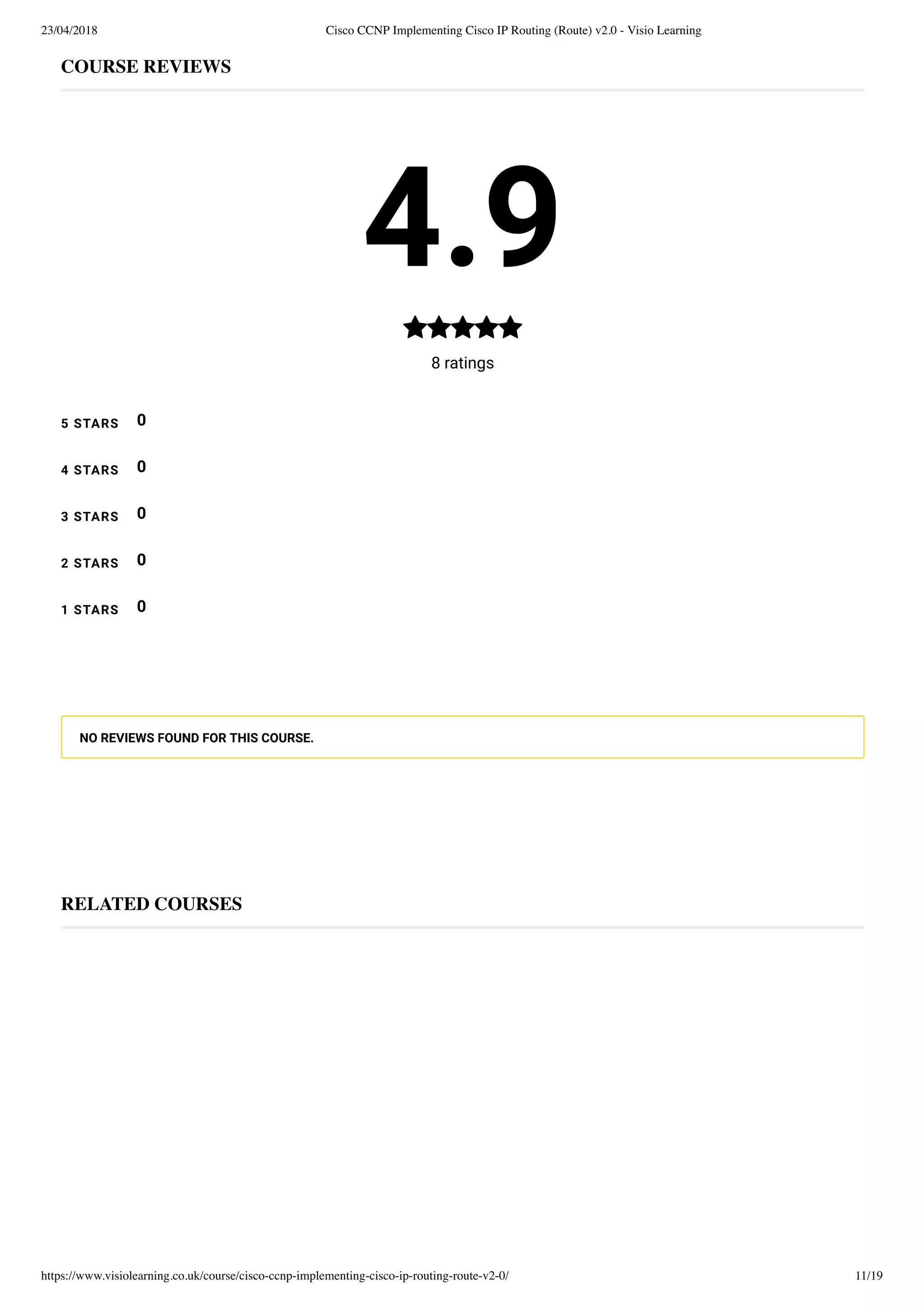 Cisco ccnp implementing cisco ip routing (route) v2.0 - Visio Learning