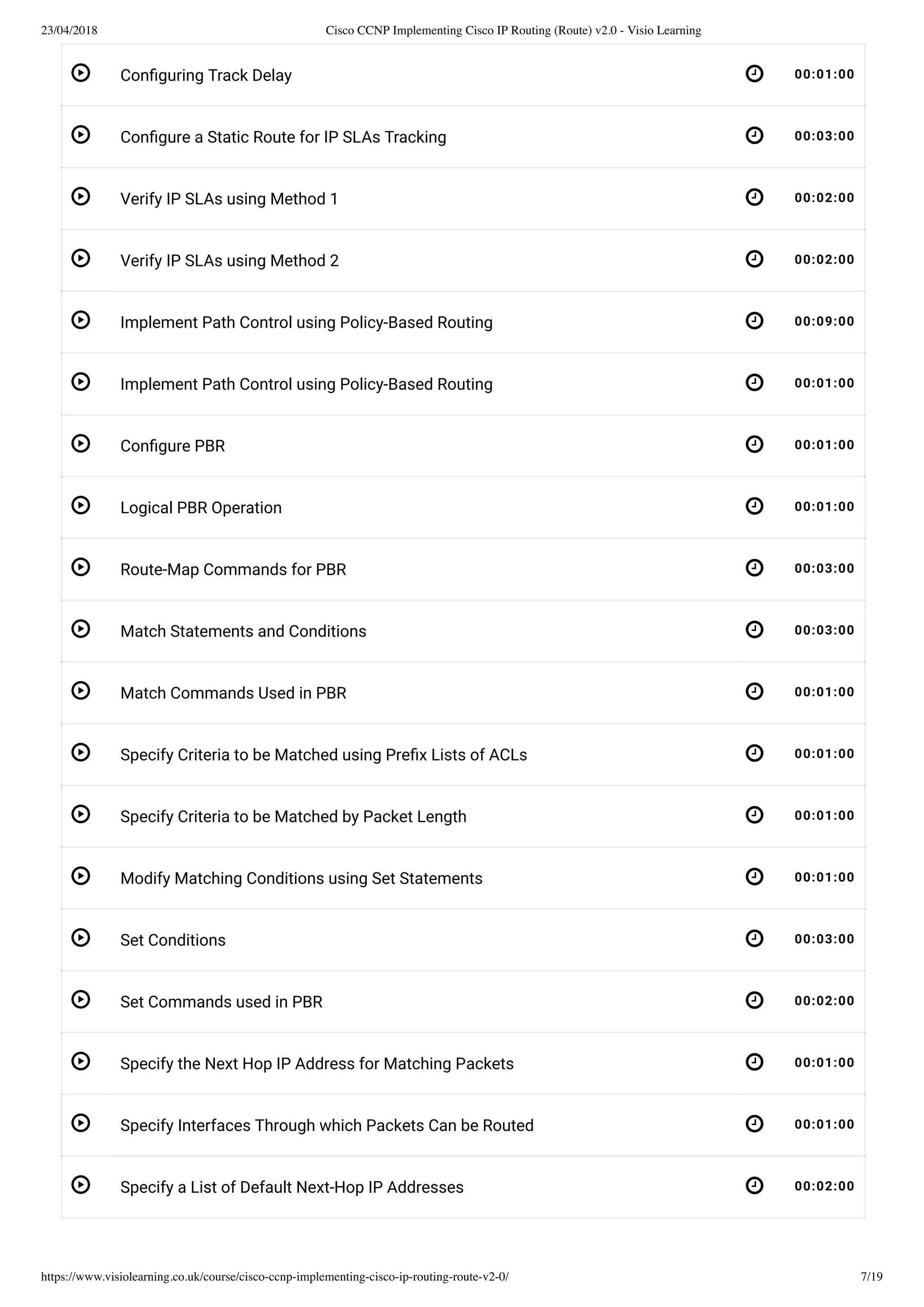 Cisco ccnp implementing cisco ip routing (route) v2.0 - Visio Learning