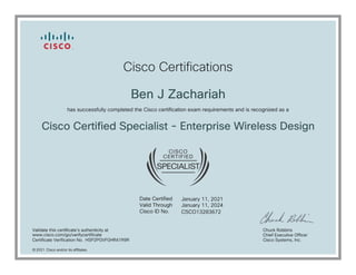 Cisco Certified Specialist - Enterprise Wireless Design certificate | PDF