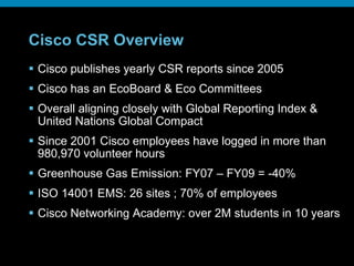 Cisco Corporate Social Responsibility by Alexandre Lemille | PPT