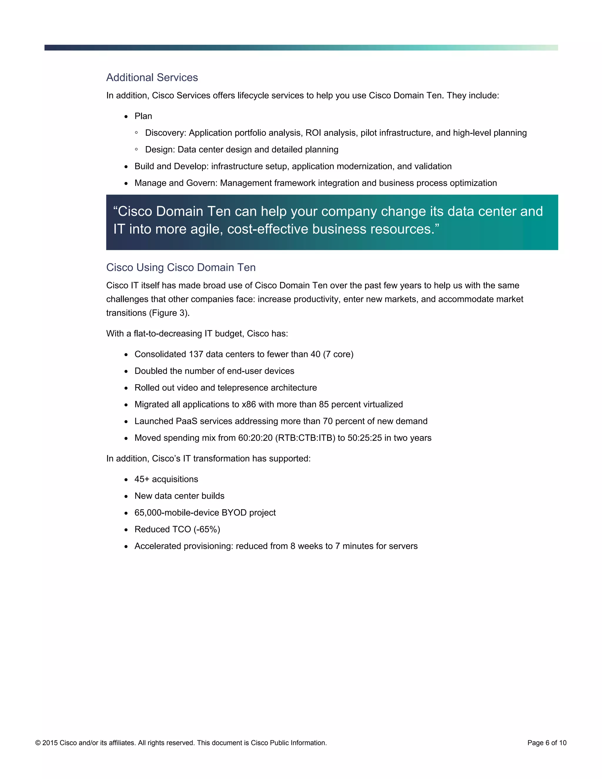 Cisco Domain Ten solution overview | PDF