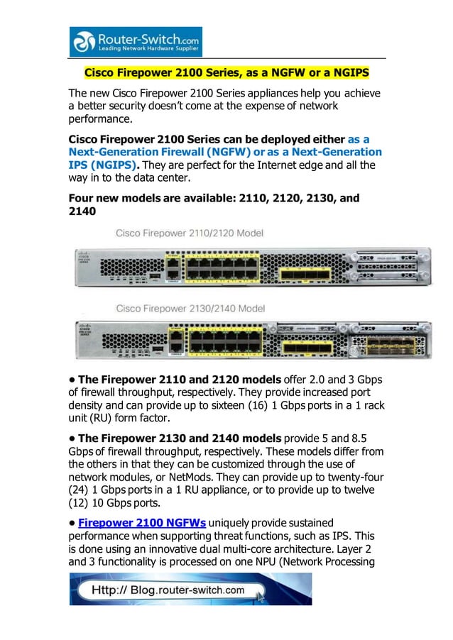 Cisco firepower 2100 series, as a ngfw or a ngips | PDF