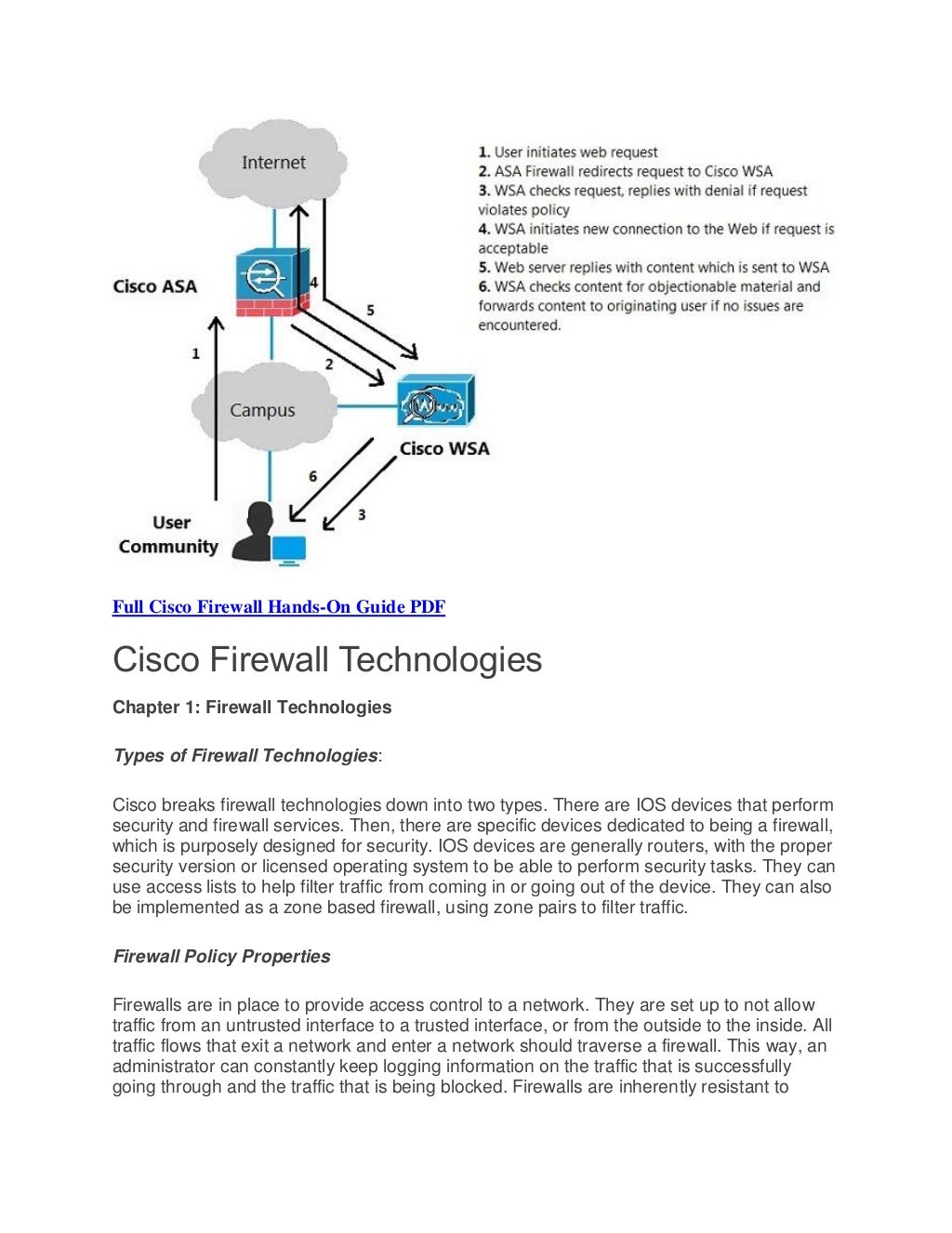 Cisco Firewall Technologies: Guide For Beginners | PDF
