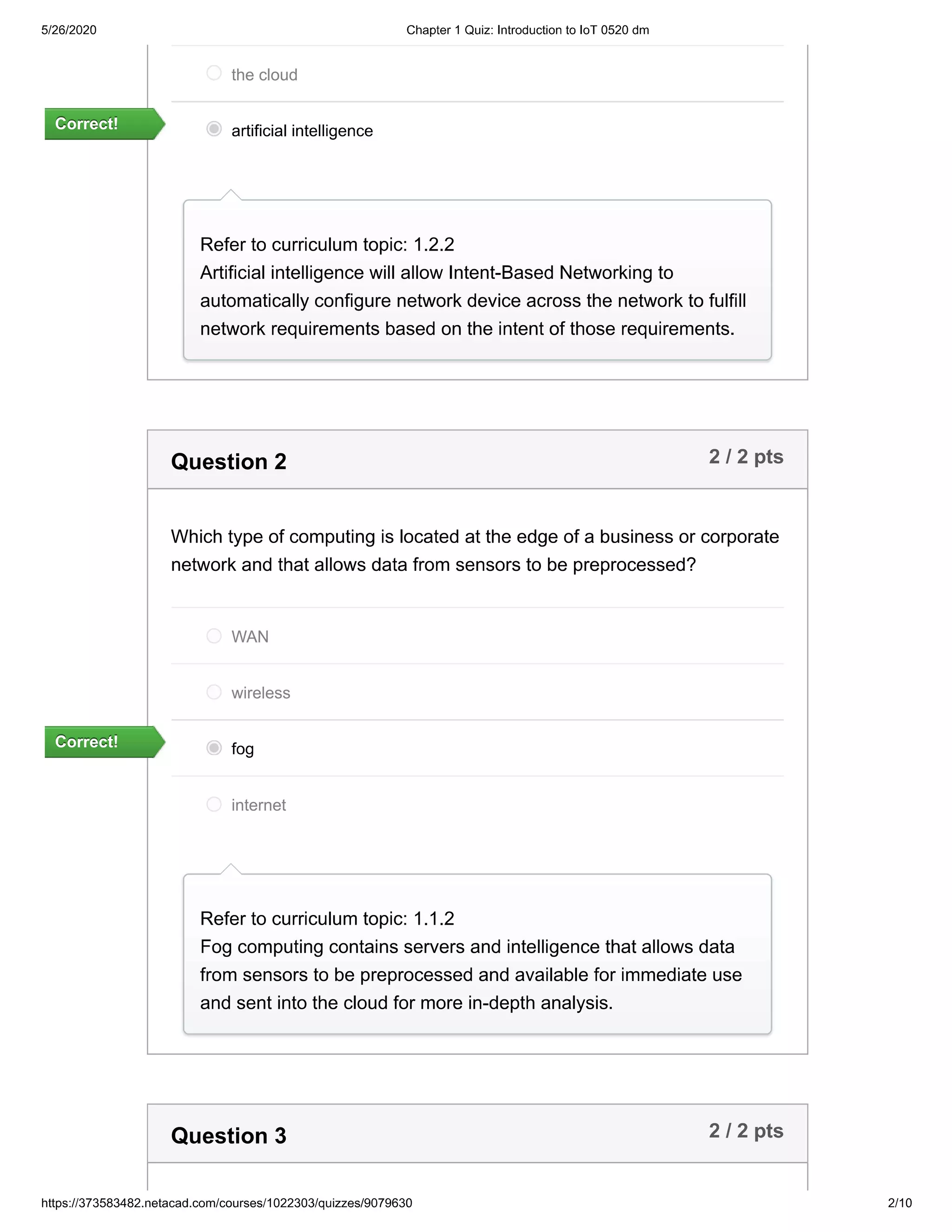 Cisco introduction to iot chapter 1 quiz | PDF