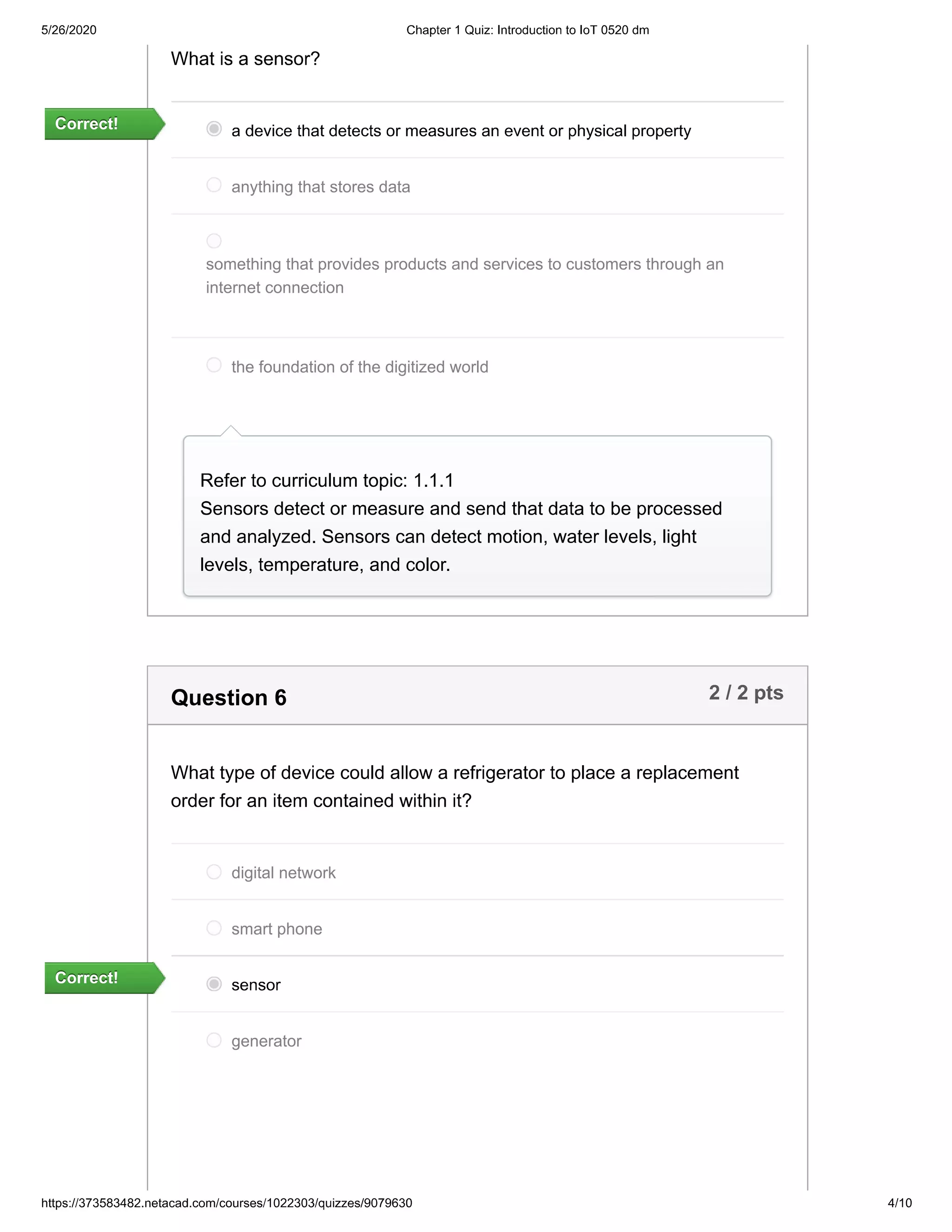 Cisco introduction to iot chapter 1 quiz | PDF