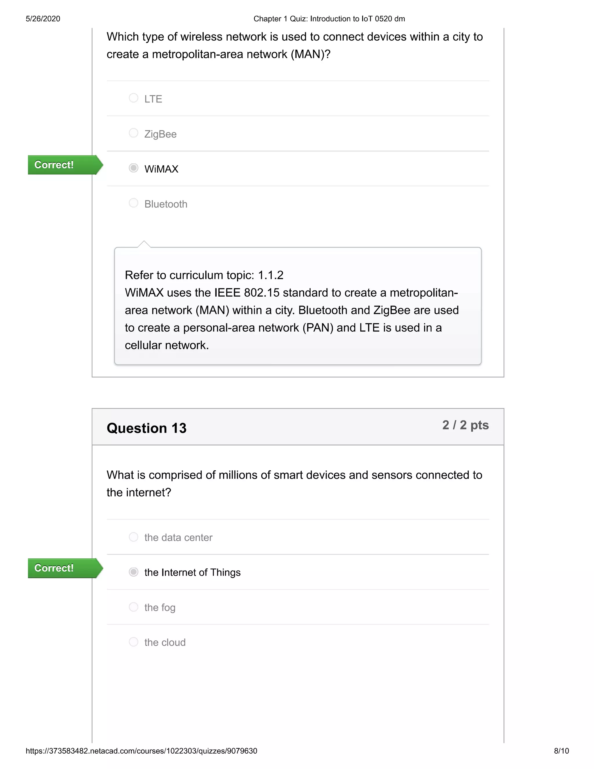 Cisco introduction to iot chapter 1 quiz | PDF