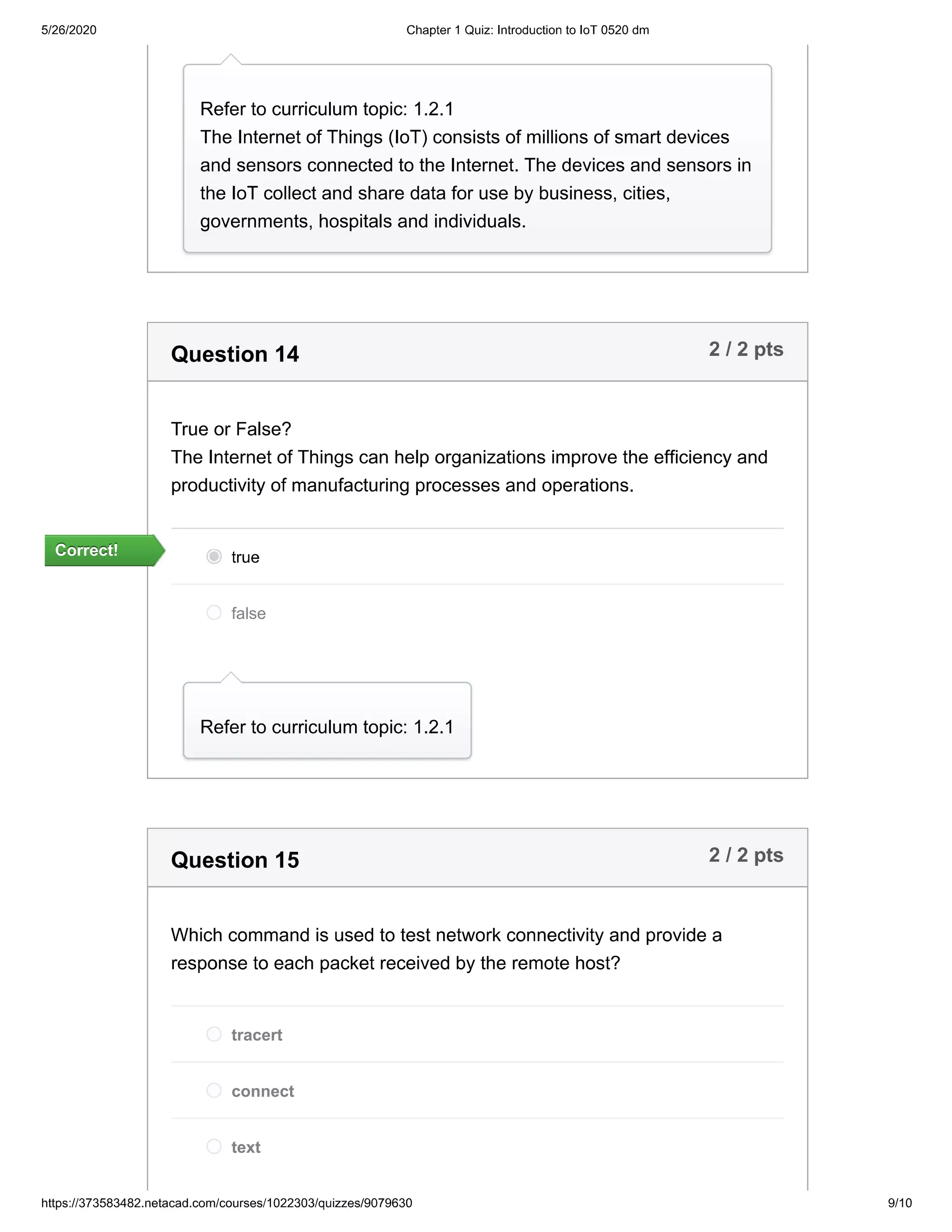 Cisco introduction to iot chapter 1 quiz | PDF