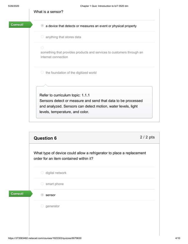 Cisco introduction to iot chapter 1 quiz | PDF