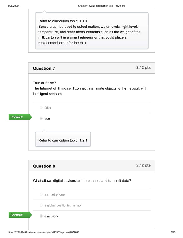 Cisco introduction to iot chapter 1 quiz | PDF