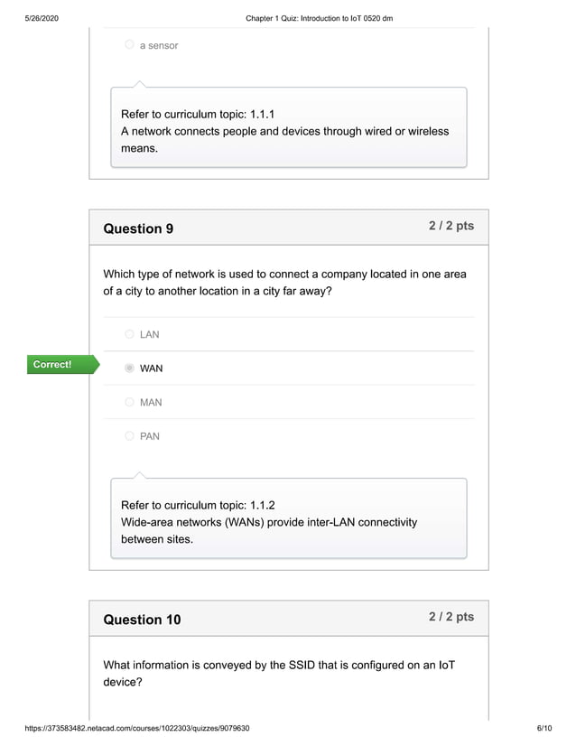 Cisco introduction to iot chapter 1 quiz | PDF
