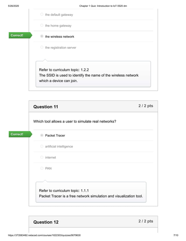 Cisco introduction to iot chapter 1 quiz | PDF