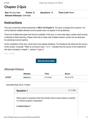 Cisco introduction to iot chapter 2 quiz | PDF | Computer Networking | Computing