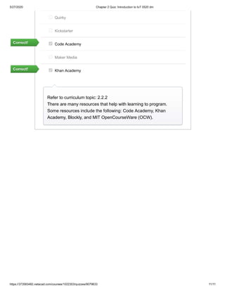 Cisco introduction to iot chapter 2 quiz | PDF | Computer Networking | Computing