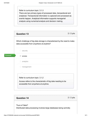 Cisco introduction to iot chapter 3 quiz | PDF