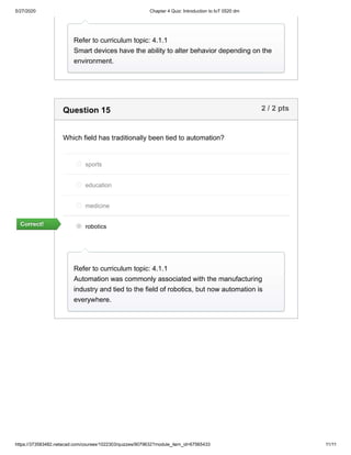 Cisco introduction to iot chapter 4 quiz | PDF | Computer Networking | Computing