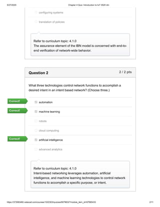 Cisco introduction to iot chapter 4 quiz | PDF | Computer Networking | Computing