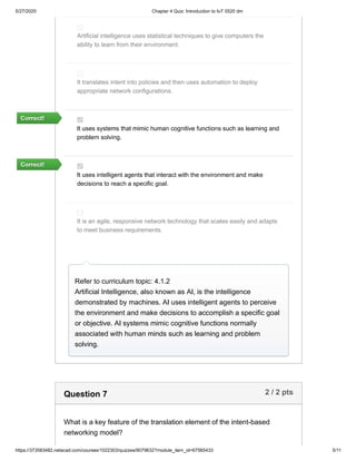 Cisco introduction to iot chapter 4 quiz | PDF | Computer Networking | Computing